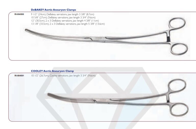 COOLEY Aortic Aneurysm Clamp (26.7 cm / 10 1/2 in) - RI-004501 - Rigor Instruments