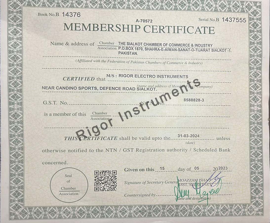 Certifications | Rigor Instruments